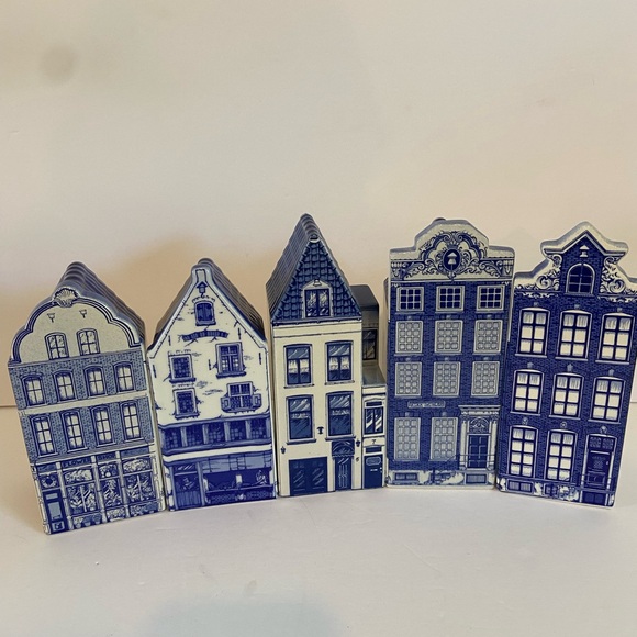 Accents | X5 Lot Delft Blue Handpainted Old Dutch Houses Shops Made In ...